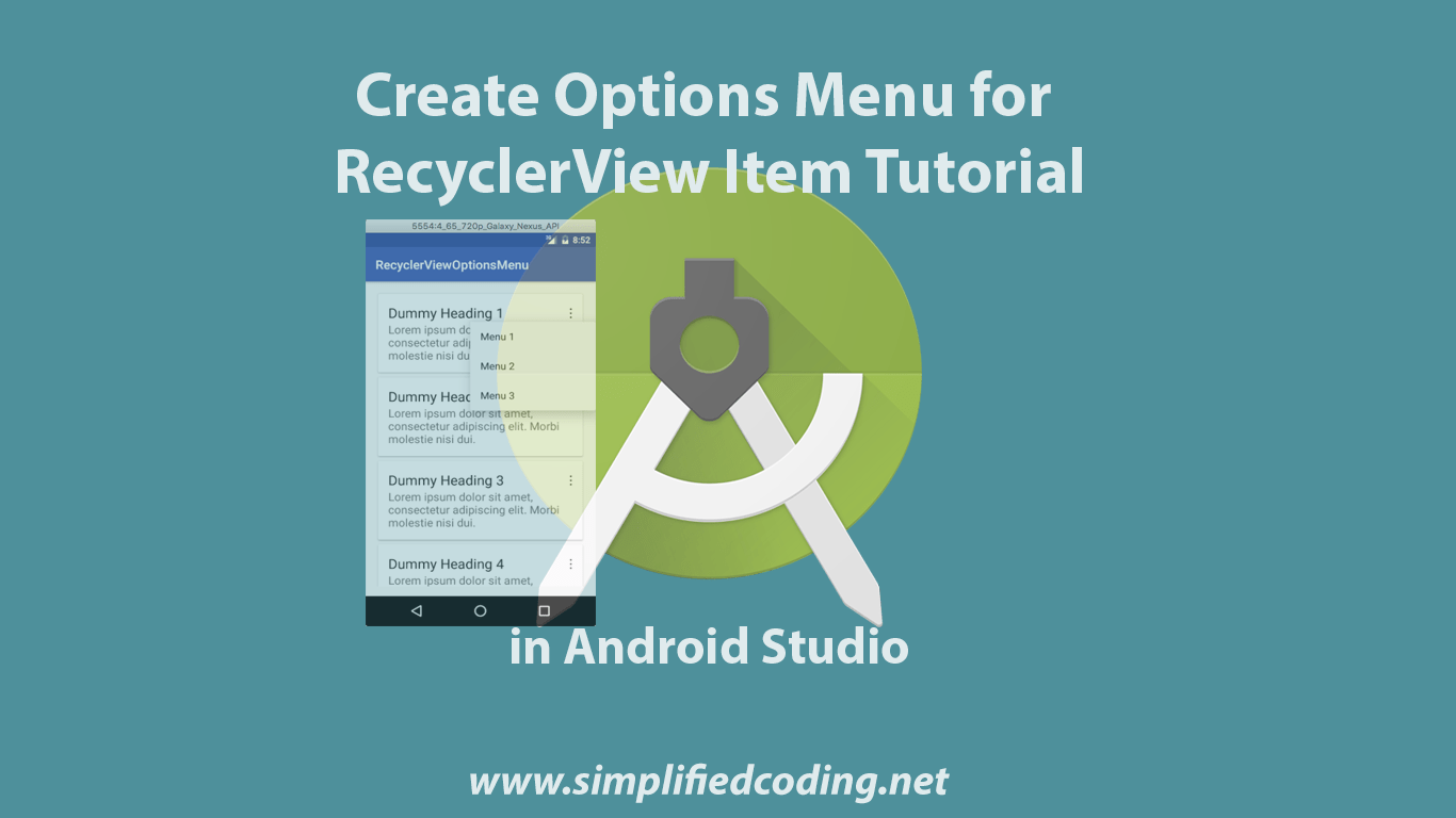 Create Options Menu for RecyclerView Item Tutorial