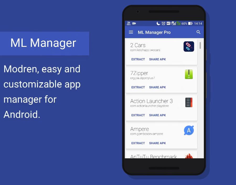 ML Manager extrahiert installierte Apps als APK