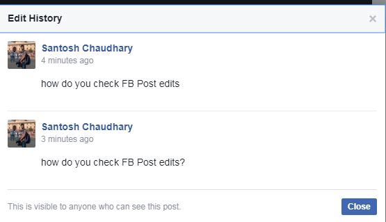 How to confirm if a Facebook post has been edited