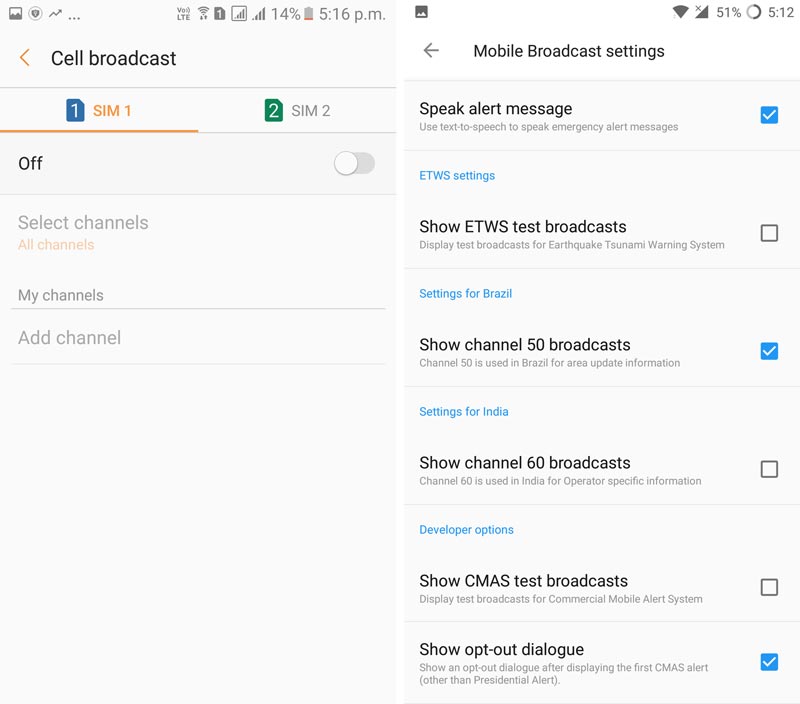 How to turn off Cell broadcast messages on Android Phones