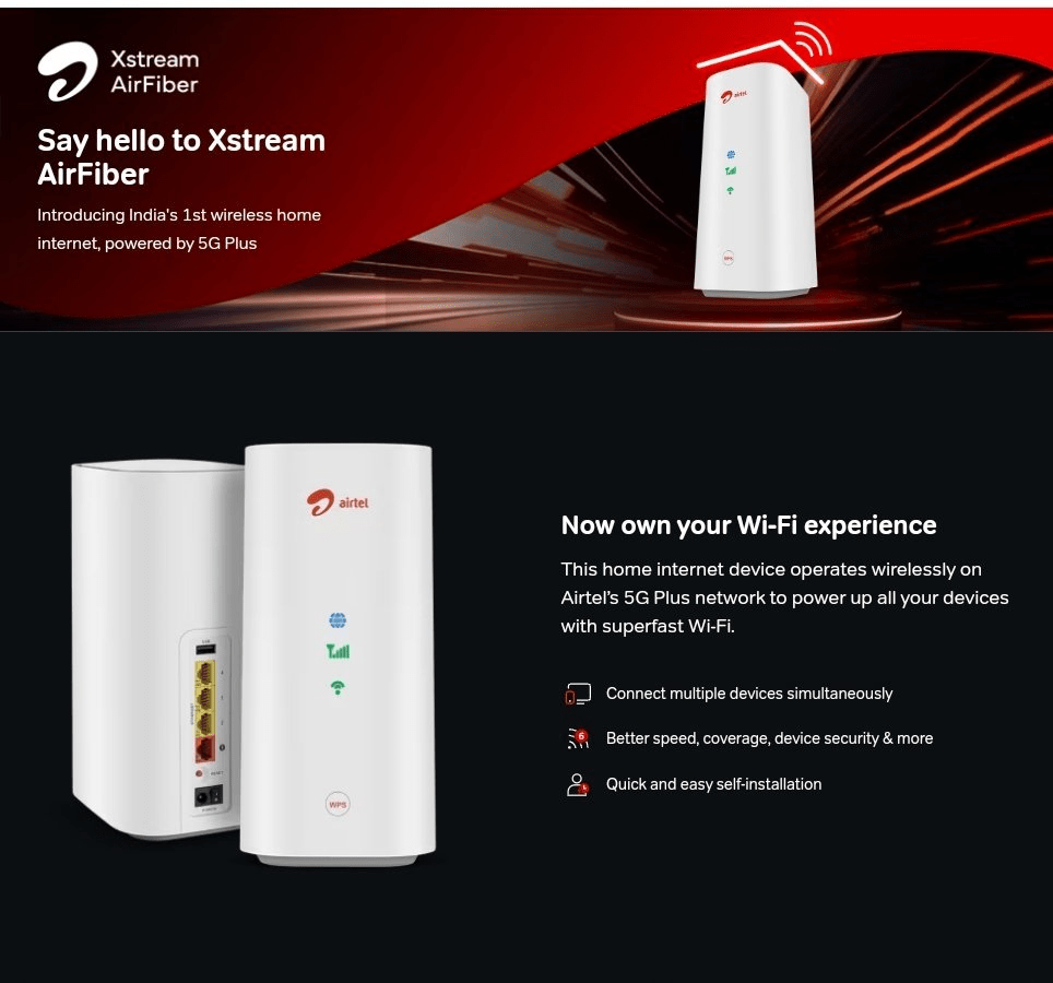 Airtel Xstream AirFiber Launched in India: A Revolutionary 5G Plus ...