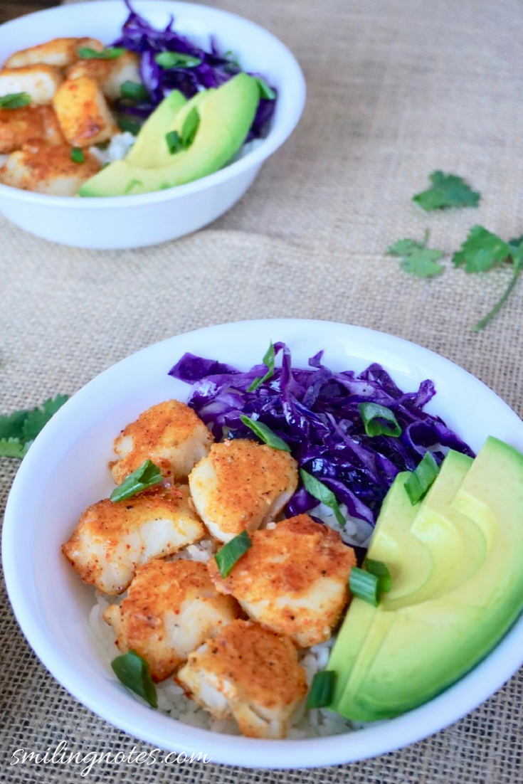 Alaska Cod Rice Bowl with Cilantro Mint Dressing
