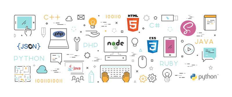 Basic Programming Languages For Web Developers Programming Languages - Mobile Abstract Illustrations for Desktop