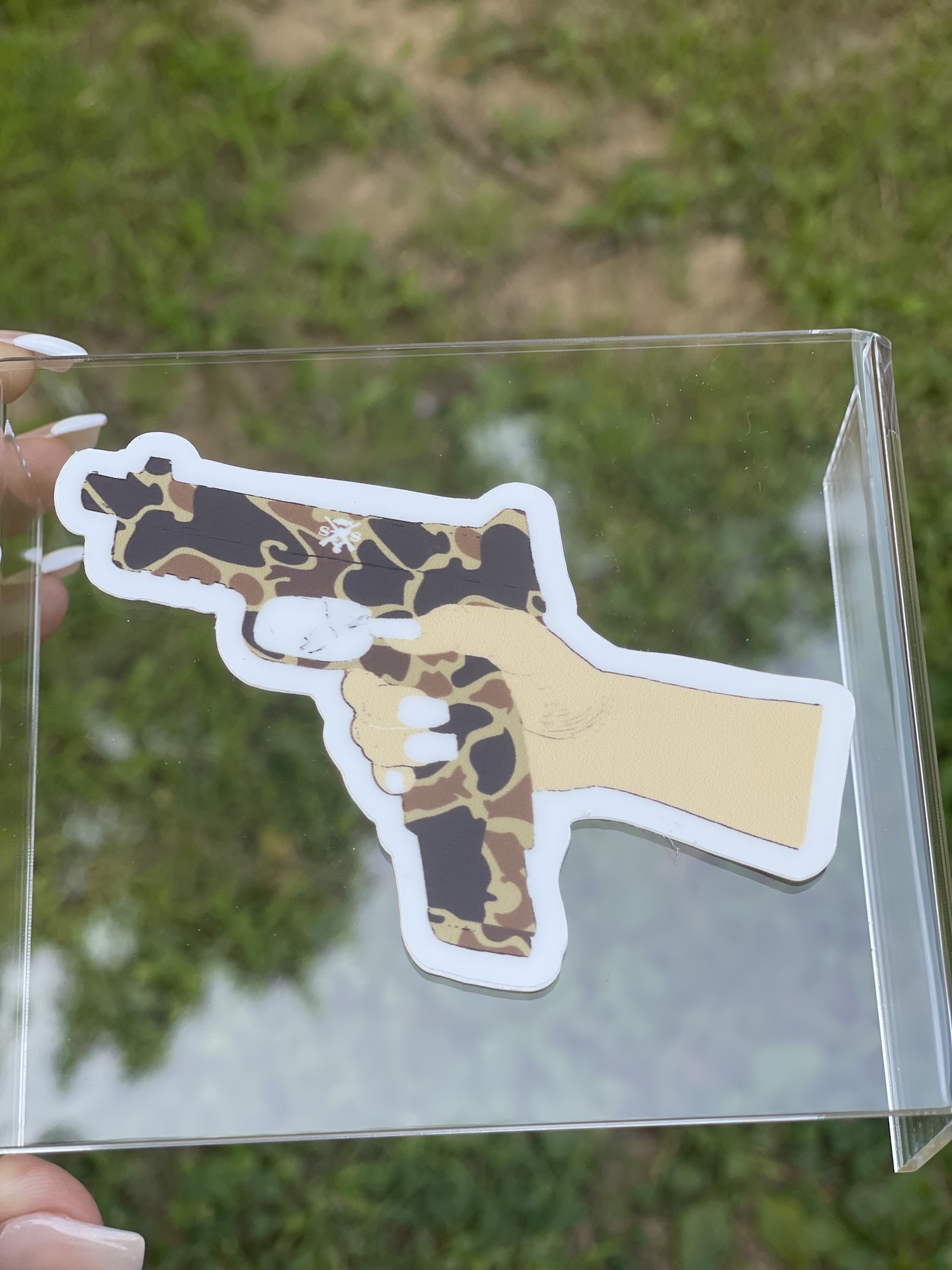 Camo Gun Sticker - Sophie Swaney