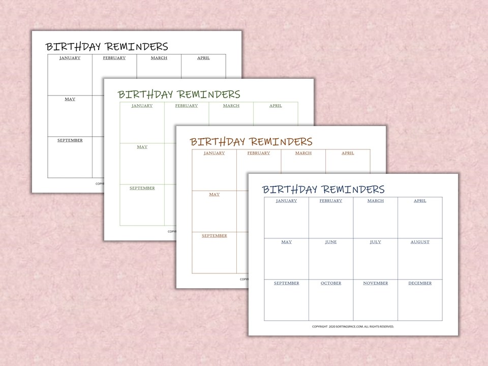 FREE Birthday Reminder Printable - Sorting Space