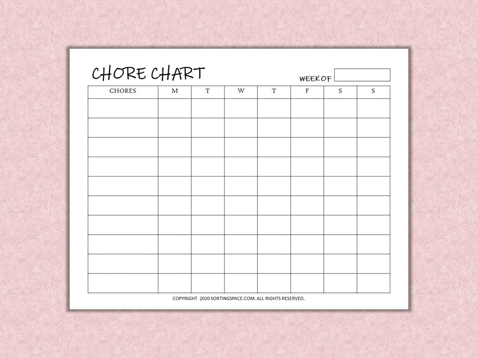 FREE Chore Chart Printable - Sorting Space