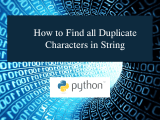How To Find All Duplicate Characters In String Using Python