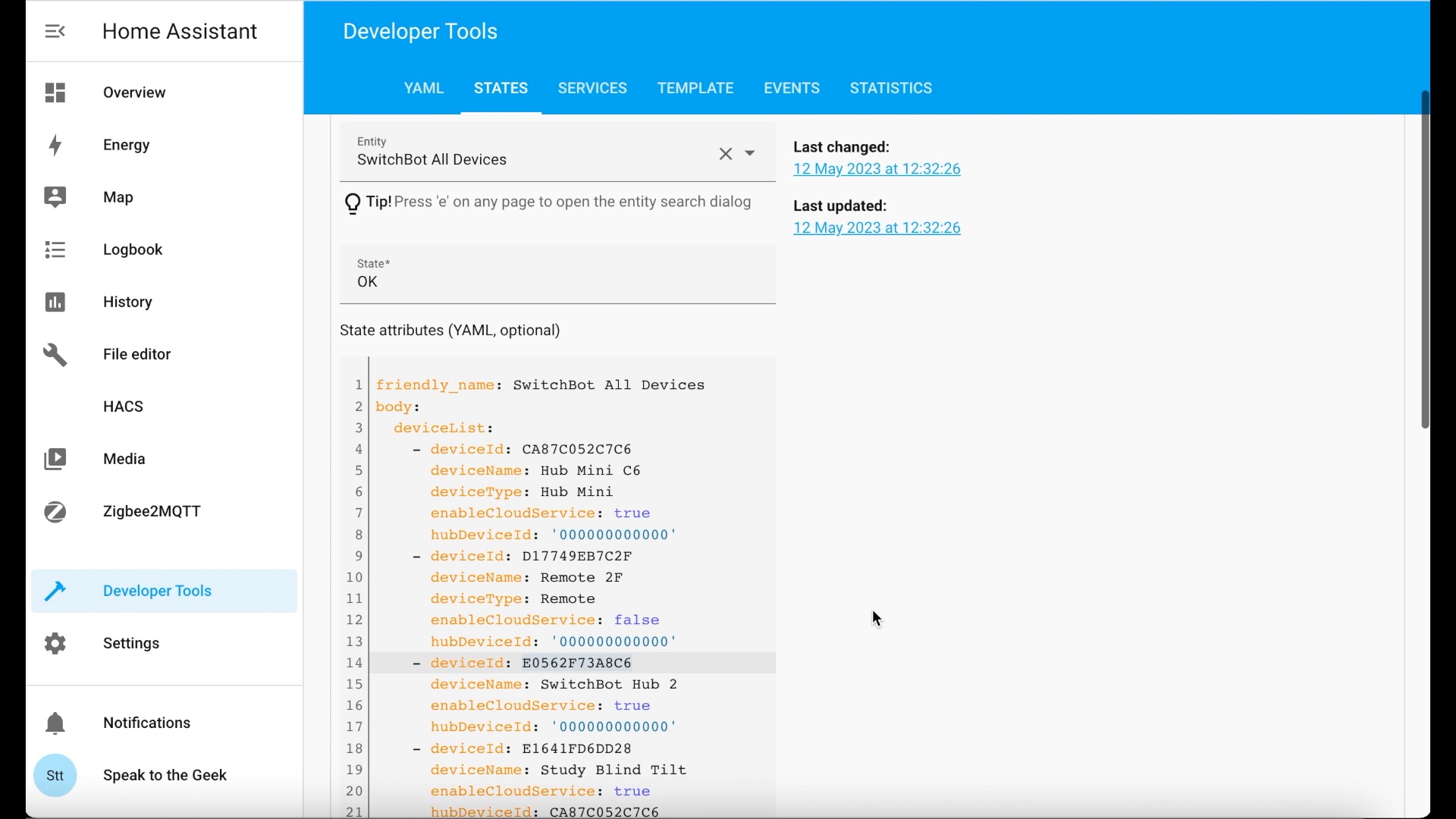 SwitchBot API v1.1 and Home Assistant « Speak to the Geek