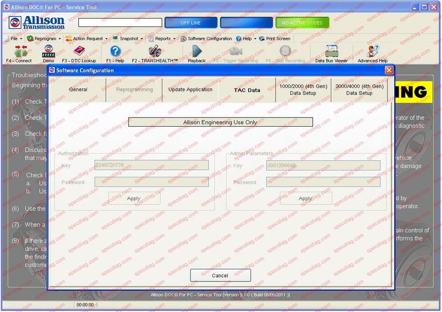 Allison DOC For PC Service Tool 9.0 9.1 Transmission Diagnostic Kit ...