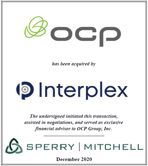 Sperry Mitchell Advises OCP Group, Inc. in its sale to Interplex Holdings | Sperry-Mitchell