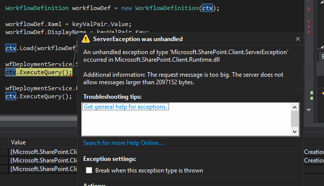 The Request Message Is Too Big The Server Does Not Allow Messages