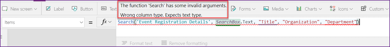 The Function Search Has Some Invalid Arguments In Powerapps Spguides