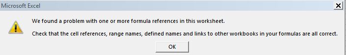 Resolve Excel “Problem with One or More Formula References”