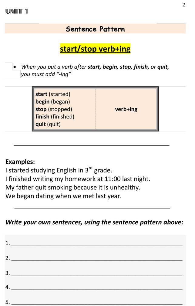 ESL Beginner Writing start stop Verb ing esl-beginner-writing-start-stop-verb-ing