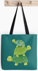 Green Turtle Stack Tote Bag