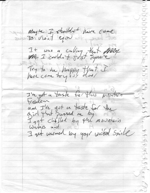 Handwritten Song Notes | The Songwriting Diaries