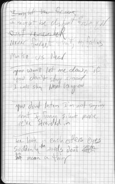Handwritten Song Notes | The Songwriting Diaries