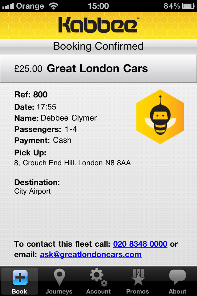 APP OF THE DAY: Kabbee minicab booking service (iPhone) - Tech Digest