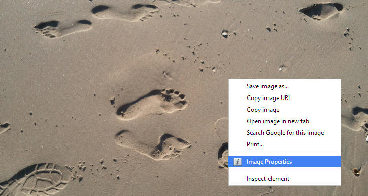 View Image Properties from Chrome's Right-Click Menu | TechGainer