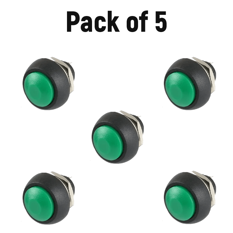 Green Waterproof Push Button PBS- 33B 12MM 2PIN Self-Reset Mini Round ...