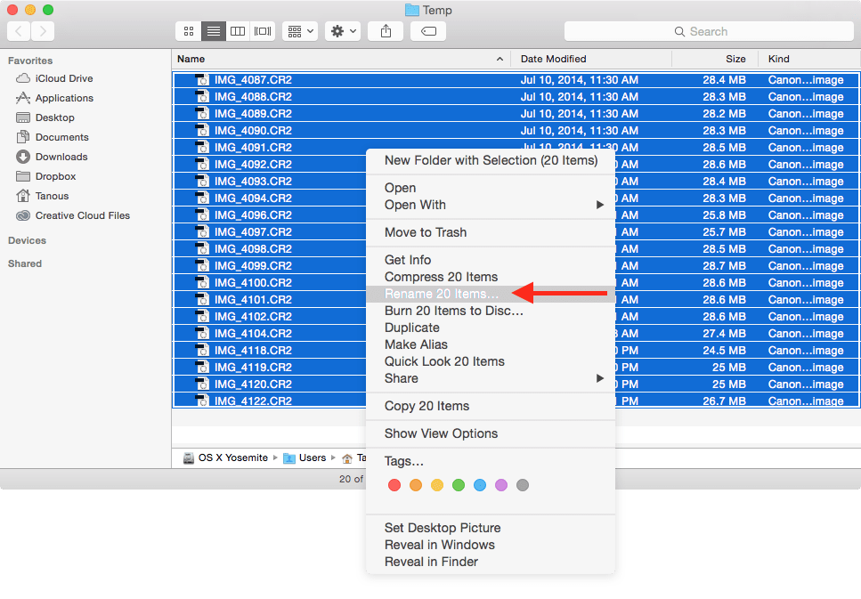 How To Batch Rename Multiple Files In Os X Yosemite