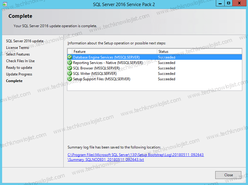 SQL Server 2016 SP2 Upgrade İşlemi - Techknowlojist