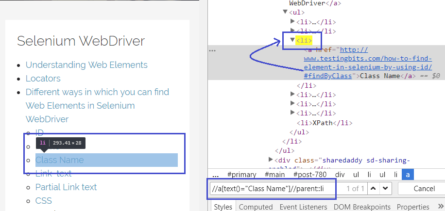 How to locate element using Xpath in Selenium WebDriver? | Testingbits.com