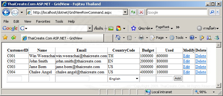 C Asp Net Gridview Control Dropdownlist In Gridview