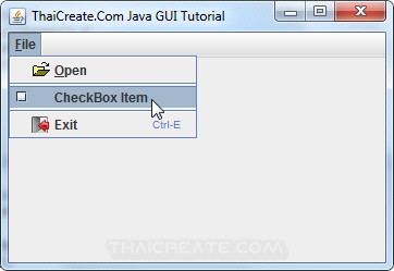 Java Menu Item Checkbox Jcheckboxmenuitem Swing Example