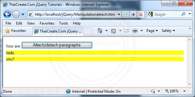 Detach Manipulation Jquery