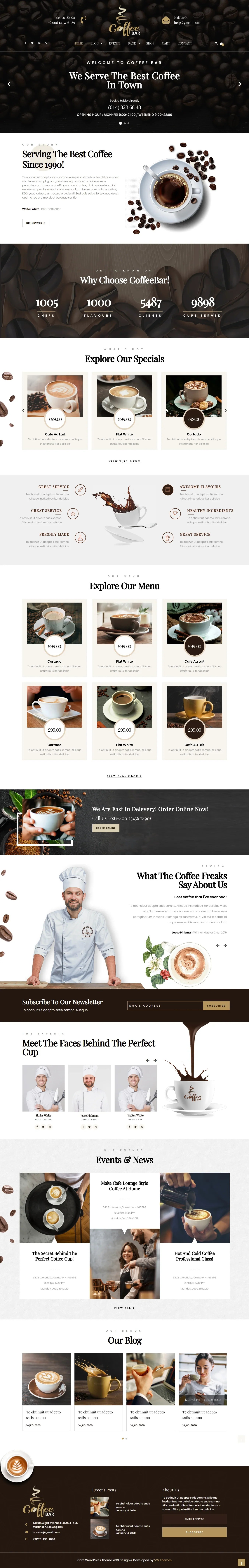 Premium Cafe Wordpress Theme For Cafeterias And Bakeries Themescaliber