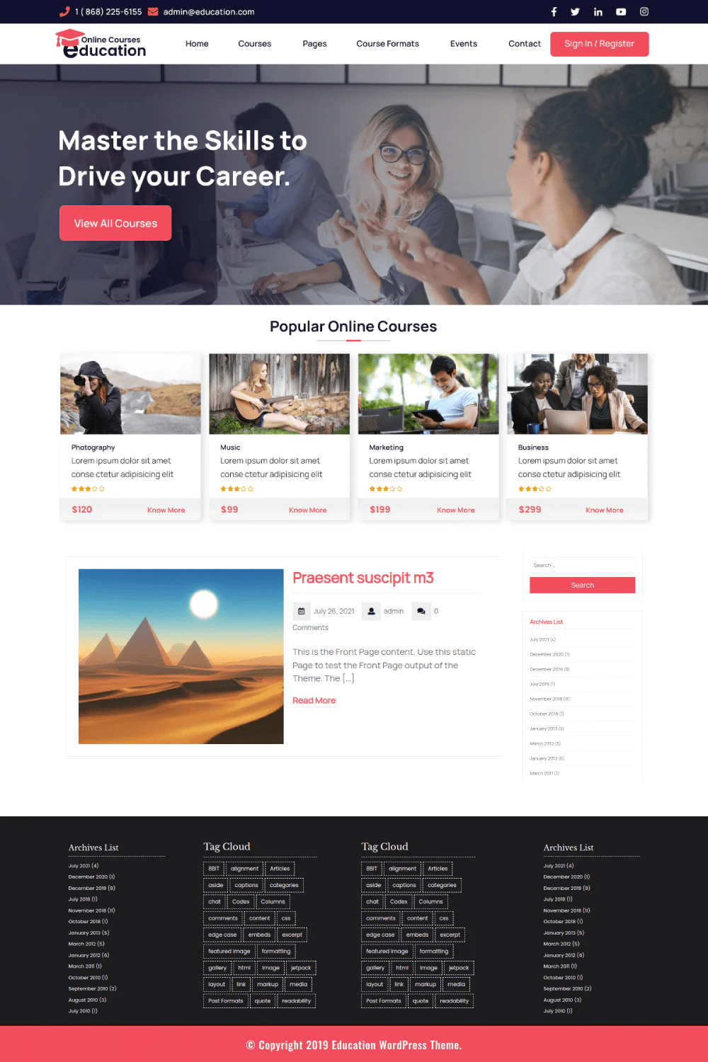 Free Educational Wordpress Theme For Learning Education Themespride