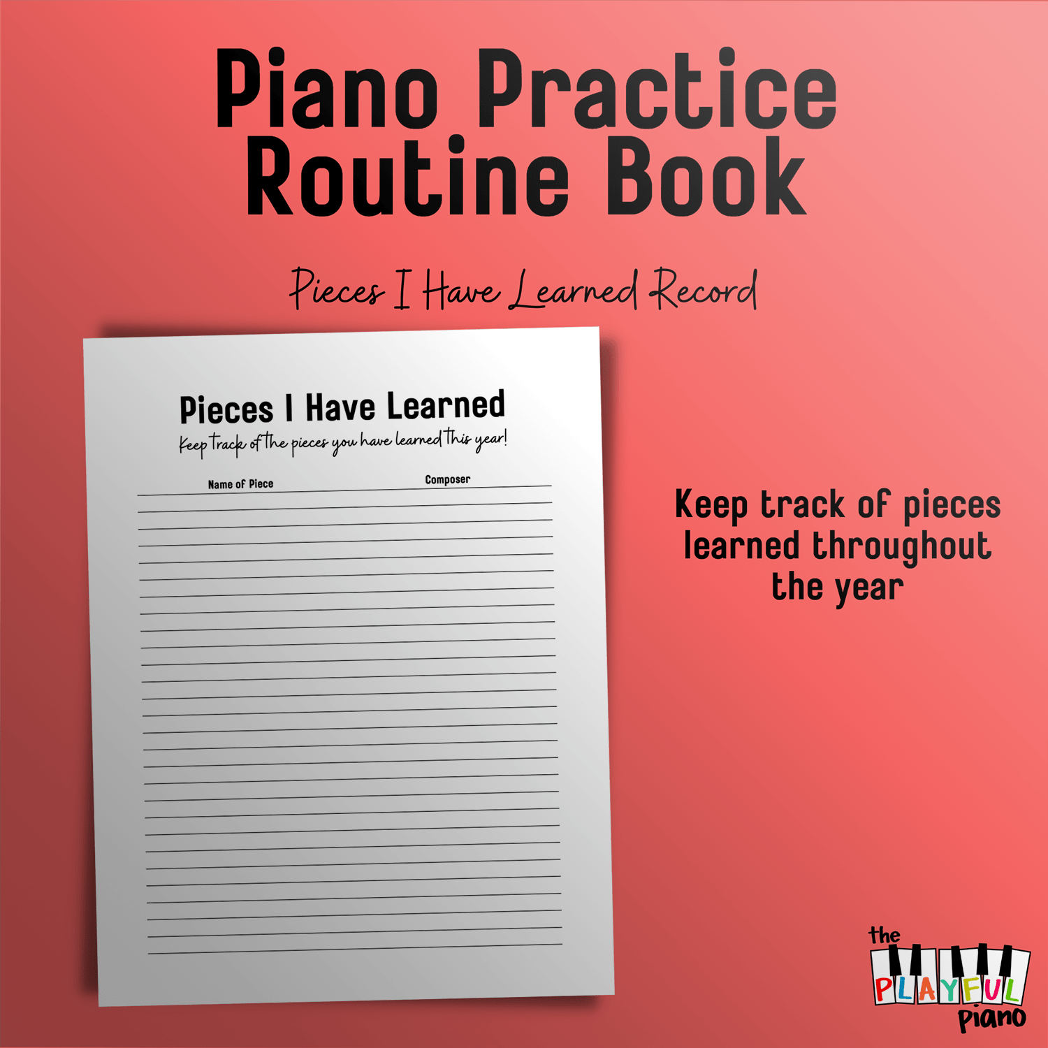 Piano Practice Routine Book: Piano Lesson Assignment Book & Practice ...