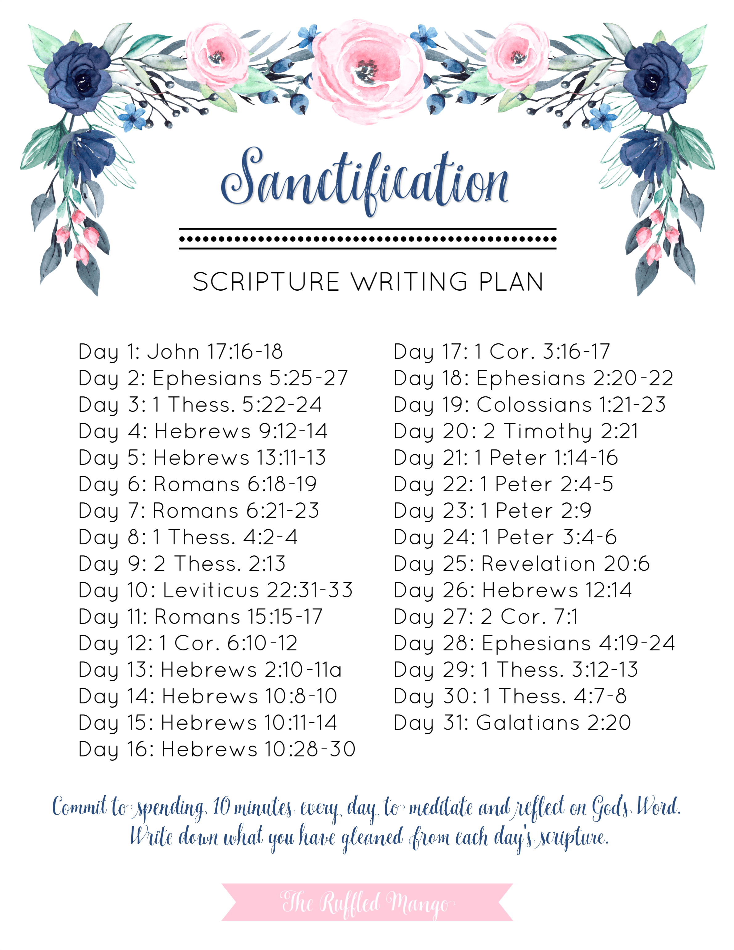 April Scripture Writing Plan: Sanctification - The Ruffled Mango