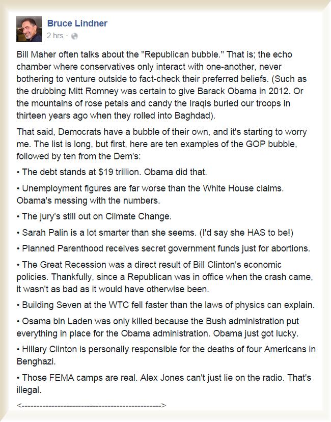 The Political Bubble In Which We Choose | Thethinkingblue's Blog