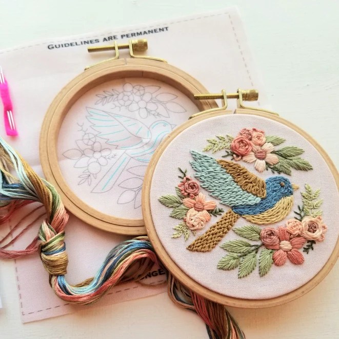 Bluebird Sampler Beginner Hand Embroidery Kit The Whimsical