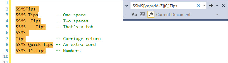 SSMS Tip: Regular Expressions in SSMS - Tim Mitchell
