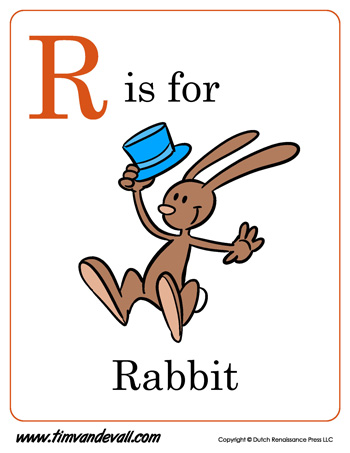 R is for Rabbit | Letter R Coloring Page PDF