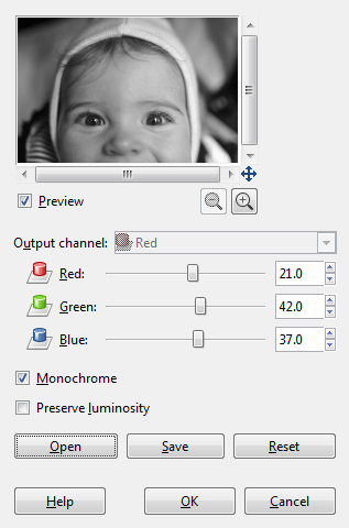 Photography: Channel mixer RGB values equivalent to traditional B&W ...