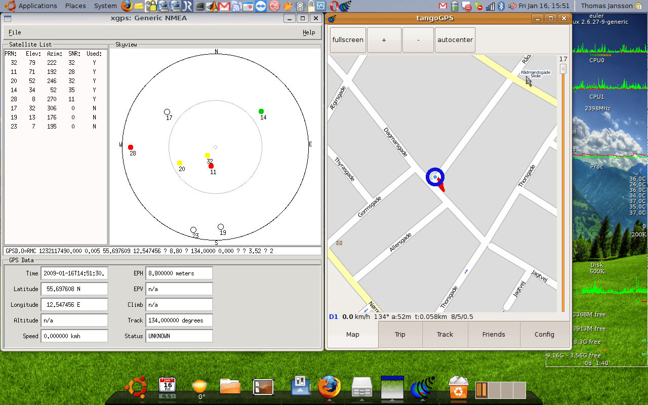 Using the builtin GPS in a Thinkpad X200 under Linux | tjansson.dk