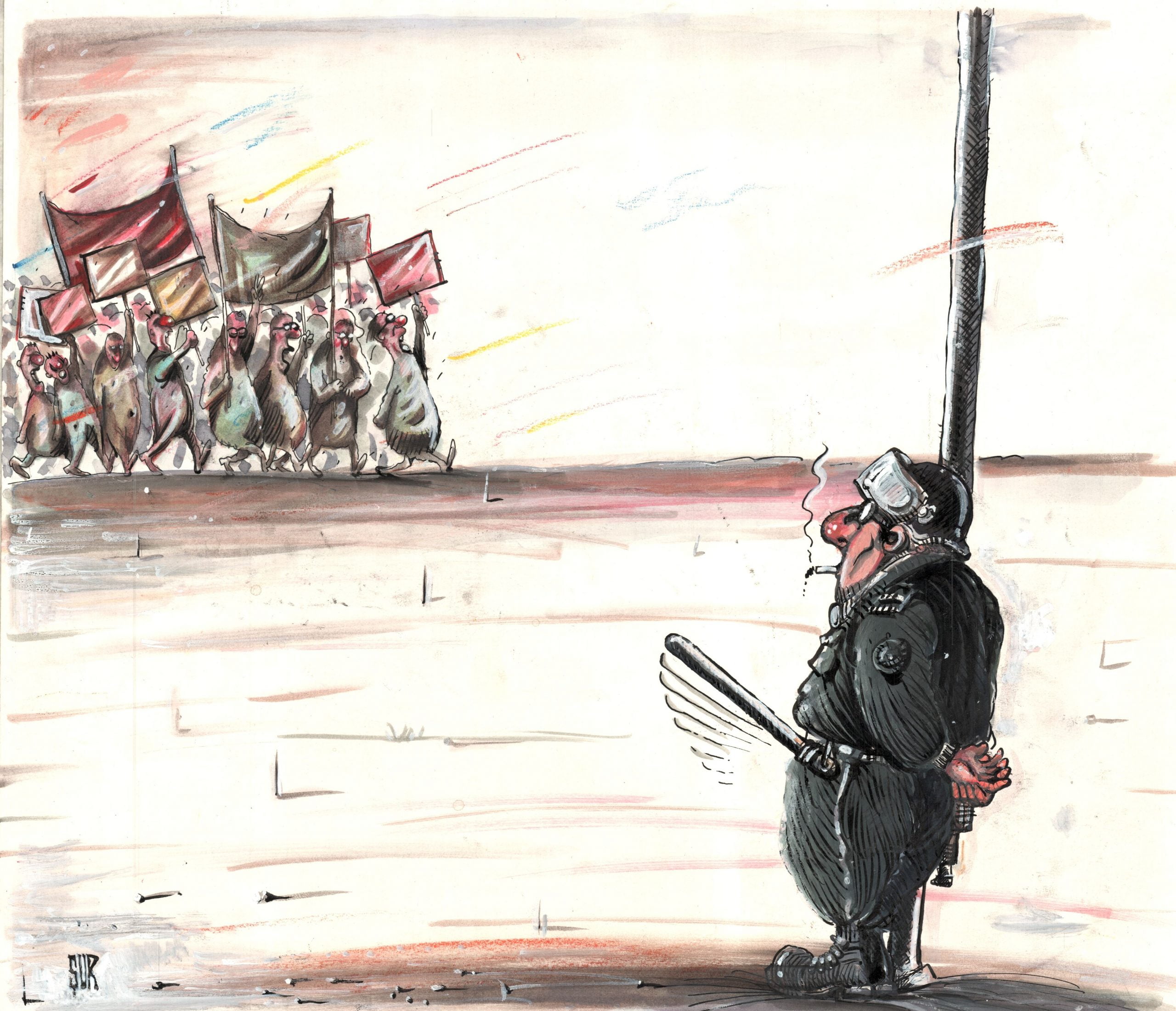 Police And Demonstration - Toons Mag