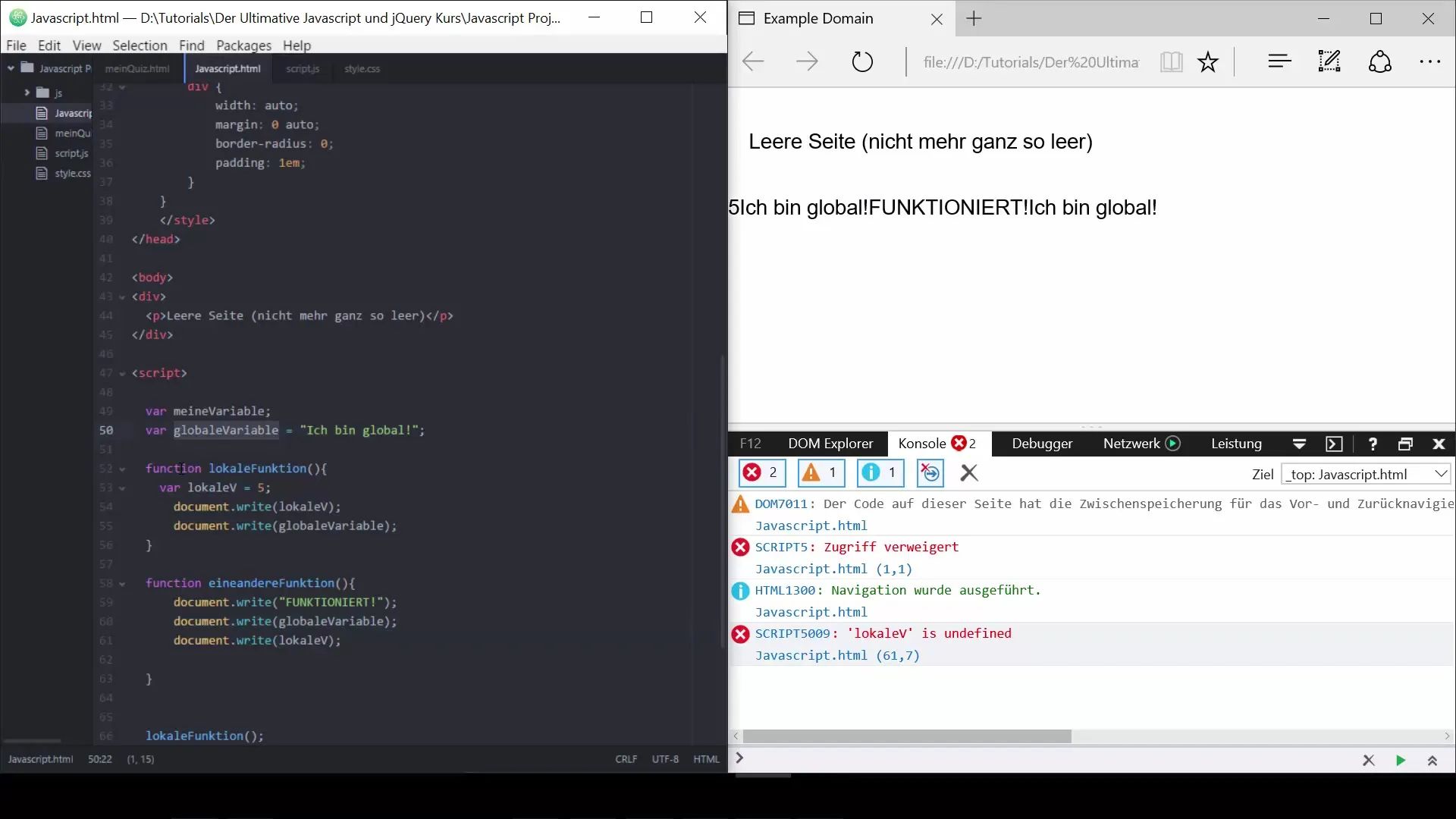 Global and local variables in JavaScript