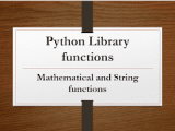 Comprehensive Notes Python Library Functions Class 12 With Pdf