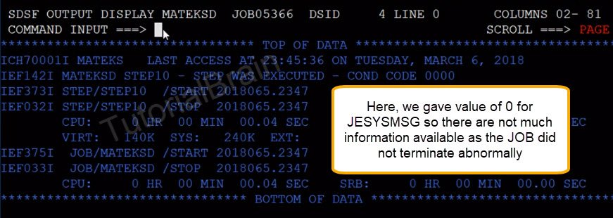 JCL MSGLEVEL Parameter Example— TutorialBrain