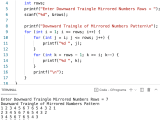 C Program To Print Downward Triangle Mirrored Numbers Pattern