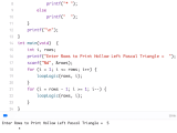 C Program To Print Hollow Left Pascal Triangle Star Pattern