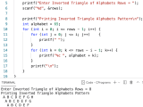 C Program To Print Inverted Triangle Alphabets Pattern