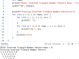 C Program To Print Inverted Triangle Numbers Pattern