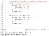 C Program To Print Left Arrow Numbers Pattern