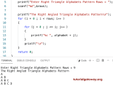 C Program To Print Right Triangle Alphabets Pattern